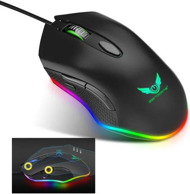 ZERODATE Updated Version S700 Wired Mouse USB Wired 4800dpi 7Buttons ...