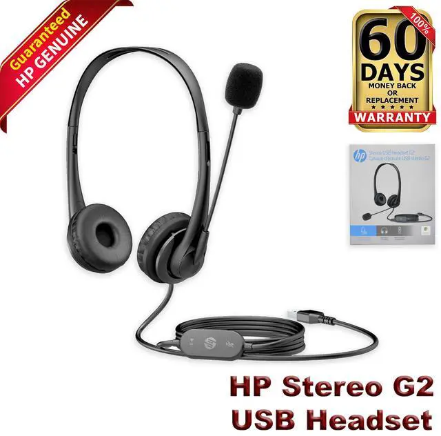 HP Stereo USB-A Headset G2 Wired Noise-Canceling Mic for PC Laptop ...