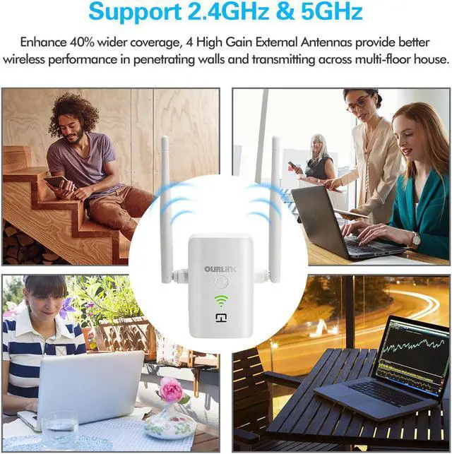 OURLINK E1282 AC1200 1200mbps Dual-band Wireless AP / Range Extender ...