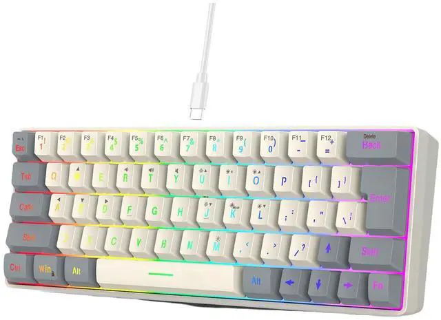 Mechanical Gaming Keyboard with LED Backlits Keyboard 63 Keys Corded ...