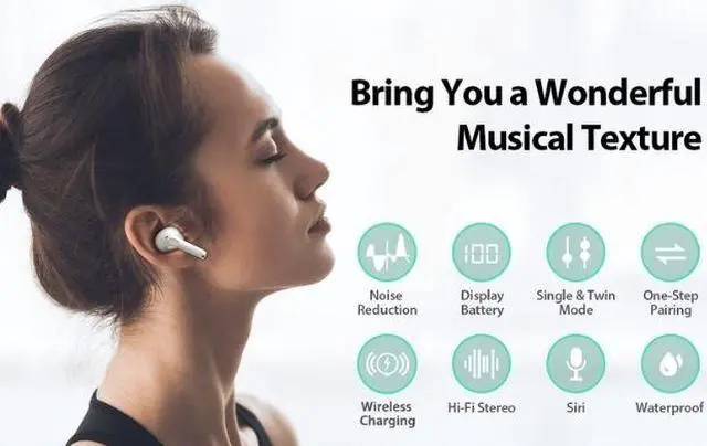 VEATOOL True Wireless Earbuds Bluetooth Headphones Auto Pairing Touch ...