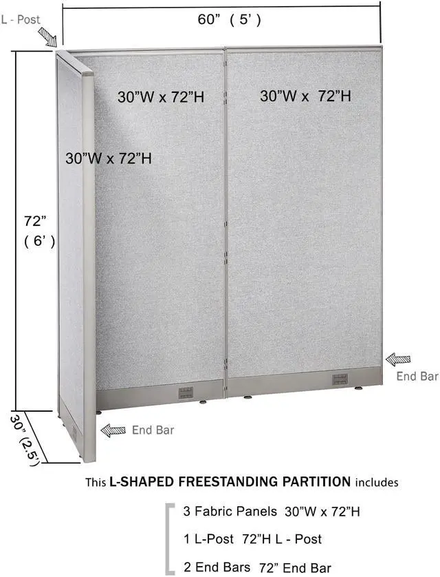 GOF L-Shaped Office Partition Set, Freestanding Privacy Wall/ Cubicle ...