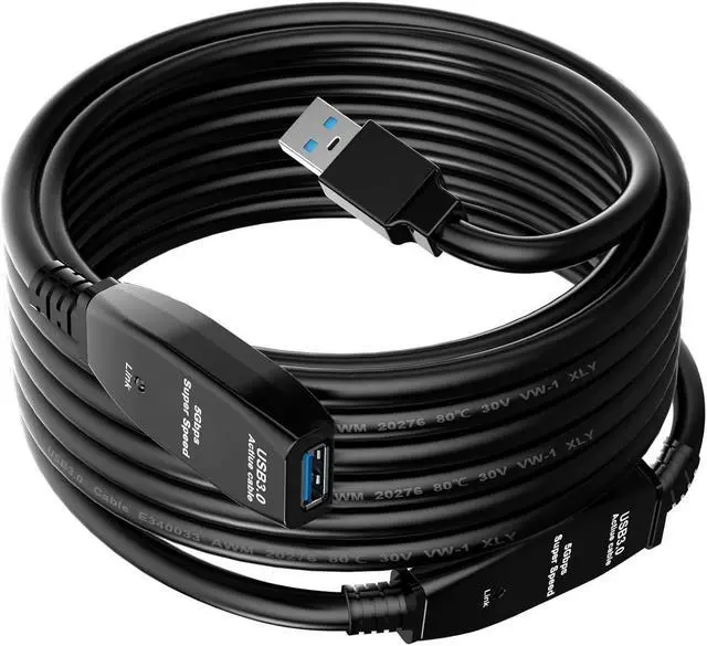 33 Feet Active USB Extension Cable 3.0 Male to Female with 2 Extension ...