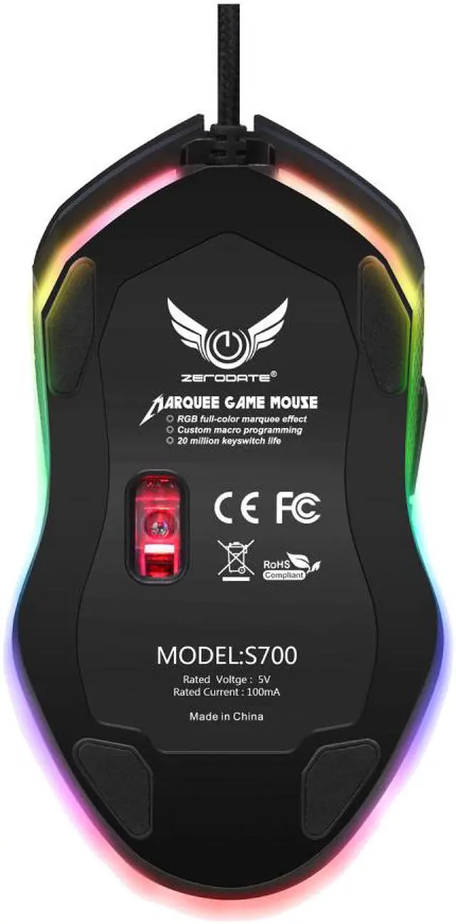 ZERODATE S700 Wired Gaming Mouse, RGB Spectrum Backlit Ergonomic Mouse ...
