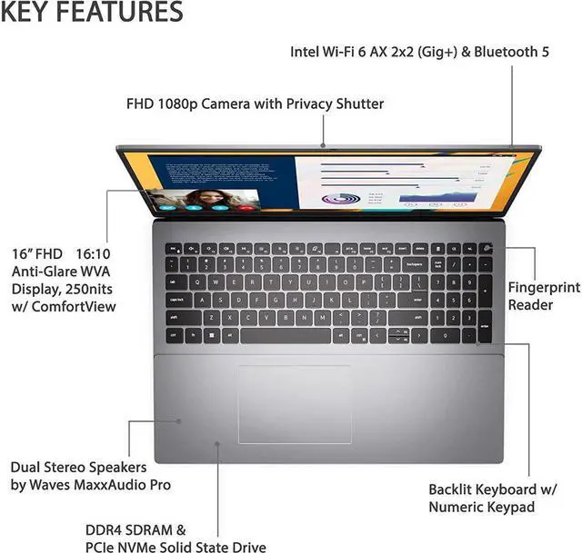Dell Vostro 5630 16" Full HD+ 1920 x 1200 Business Notebook,13th Gen ...