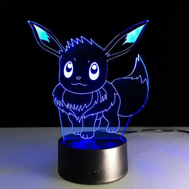 Pokemon Go Eevee 3D Night Light 7 Color Change LED Desk Lamp Room Decor ...