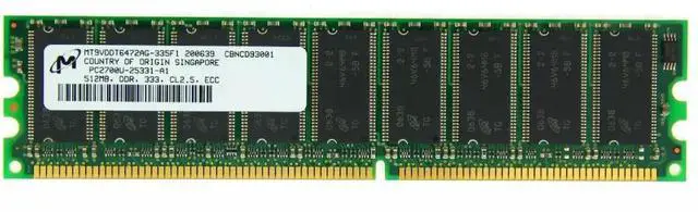 512MB STICK DIMM DDR ECC PC2700E 333MHz 333 MHz DDR-1 512M Ram Memory ...