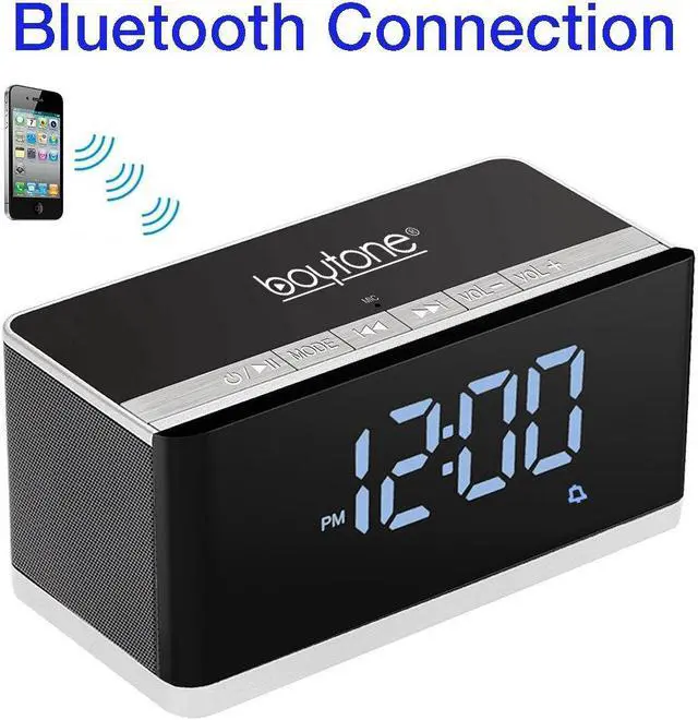 Boytone Bluetooth 4.1 Portable Alarm Clock Radio Wireless Speaker ...