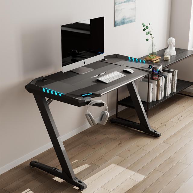 EUREKA ERGONOMIC Z2 RGB Gaming Desk 50.6 Z Shaped Office PC Computer Gaming Table with Retractable Cup Holder Headset Hook Newegg
