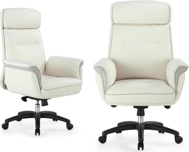 EUREKA ERGONOMIC Executive Office Chair High Back Tiltable Luxury Leather Comfortable Heavy Duty Gaming Computer Chair Wide Seat Adjustable Swivel Big Tall Chair White Newegg
