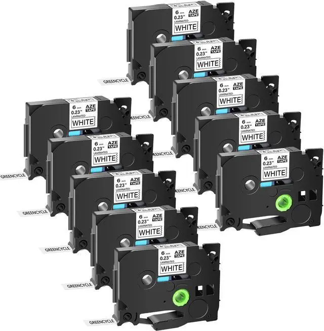 GREENCYCLE 10PK Black on White TZe-211 TZ-211 TZe211 TZ211 Laminated ...
