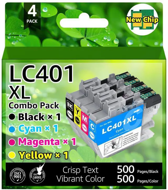 greencycle LC401XL ink cartridges Compatible for Brother LC401XL Ink Cartriges Black/Cyan ...
