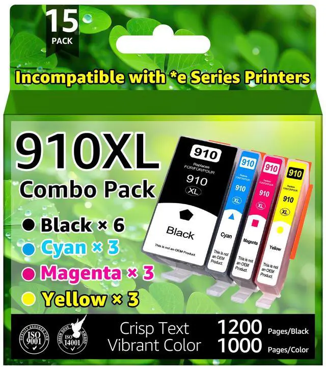 greencycle 910XL ink cartridges Compatible for HP 910XL Black/Cyan ...