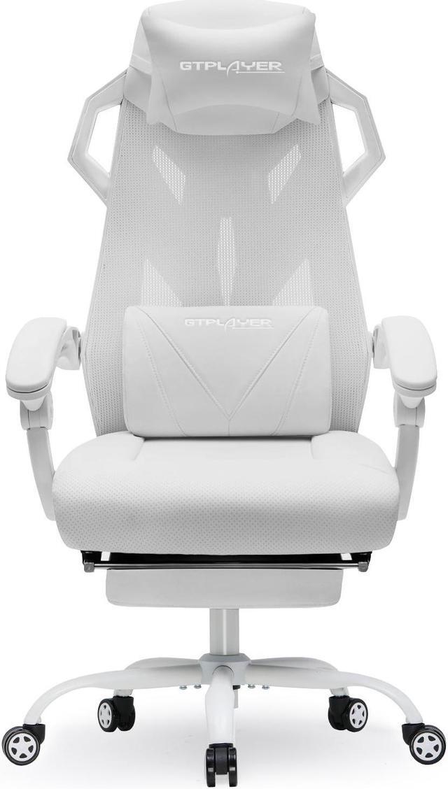 GTRACING Gaming Chair Computer Chair with Mesh Back Ergonomic Gaming Chair with Footrest Reclining Gamer Chair with Adjustable Headrest and Lumbar Support for Gaming and Office White Newegg