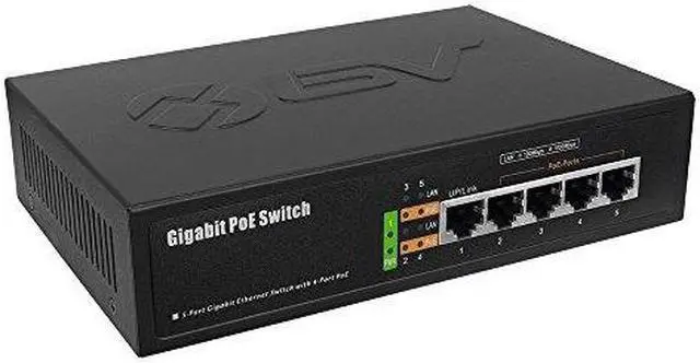 BV TECH POE-SW501G PoE Switch,Camera Inputs 4,4-29/32" L - Newegg.com