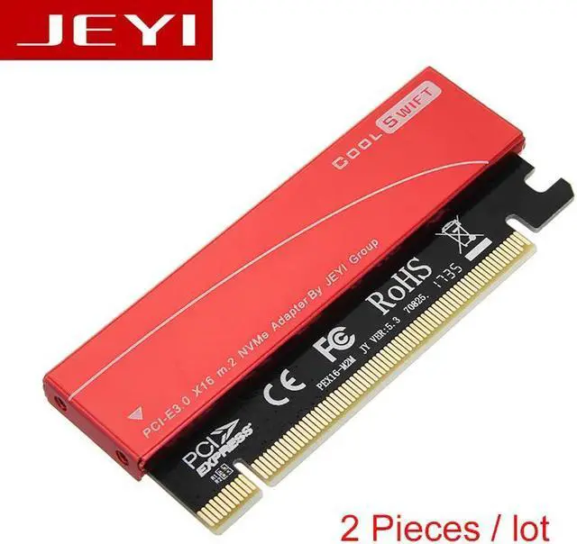 JEYI 2Pcs Cool Swift NVME X16 PCI-E Riser Card M.2 2280 Dust-proof ...