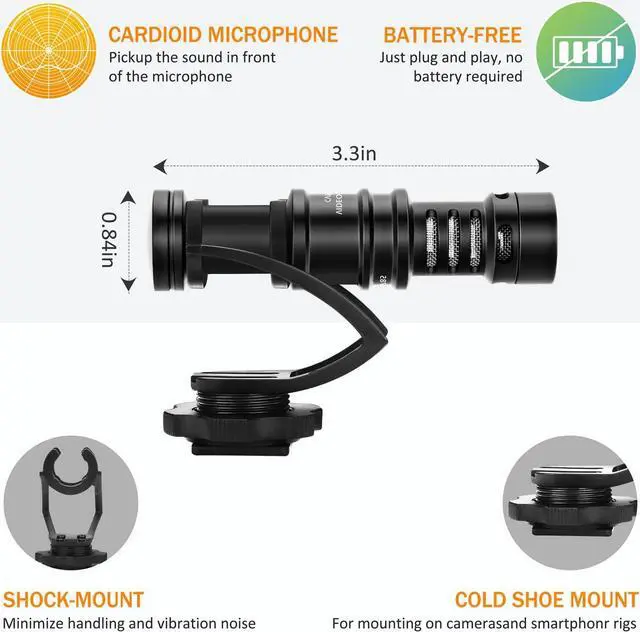 Comica CVM-VM10-K2 Smartphone Microphone with Tripod, Shotgun Video Mic for iPhone and Android ...