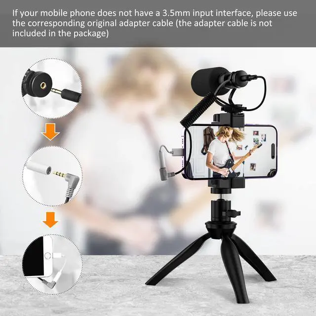 Comica CVM-VM10-K2 Smartphone Microphone with Tripod, Shotgun Video Mic for iPhone and Android ...