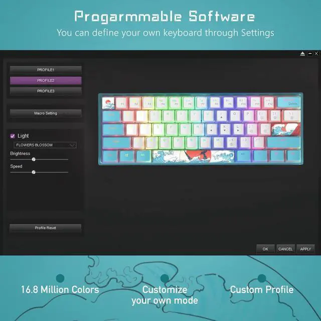 Womier 60% Percent Keyboard, WK61 Mechanical RGB Wired Gaming Keyboard ...