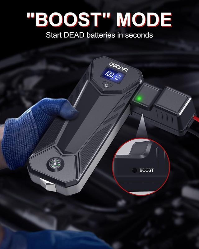 AWANFI Jump Starter 3000A Battery Jump Starter Portable Jump Starter Battery Pack 12V Jump Starter Box for Up to 10.0L Gas or 8.0L Diesel Engine with USB Quick Charge LED Flashlight
