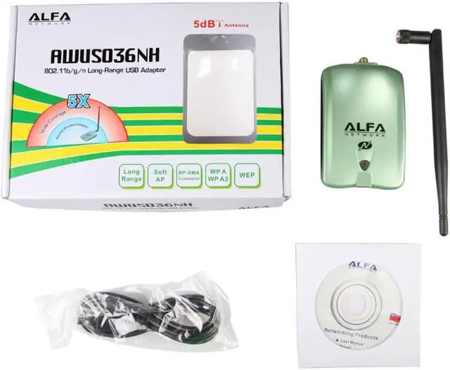 1 pcs Wireless WiFi USB Adapter with 5dbi anenna USB AWUS036NH Network Ralink 3070L 150Mbps Wifi Network Card 2000MW 1Set for server Newegg