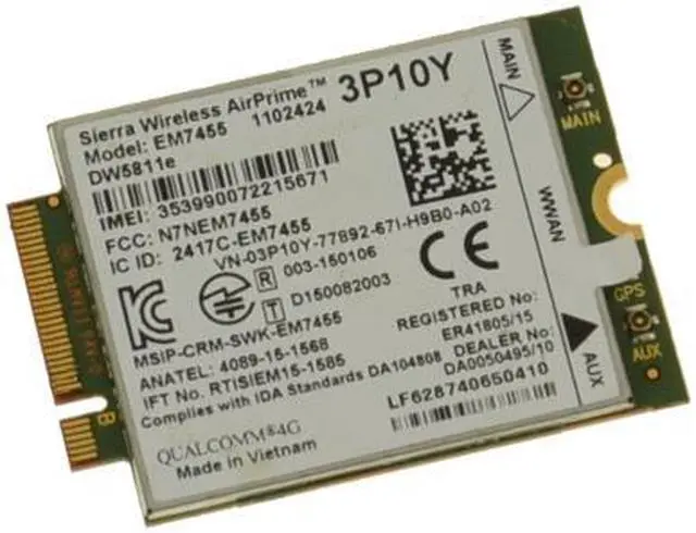 Used - Acceptable: Genuine Dell Wireless EM7455 Qualcomm 4G WWAN NGFF ...