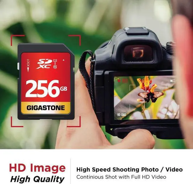 GIGASTONE 256GB SD Card UHS-I U1 Class 10 SDXC Memory Card High Speed Full HD Video Canon Nikon ...