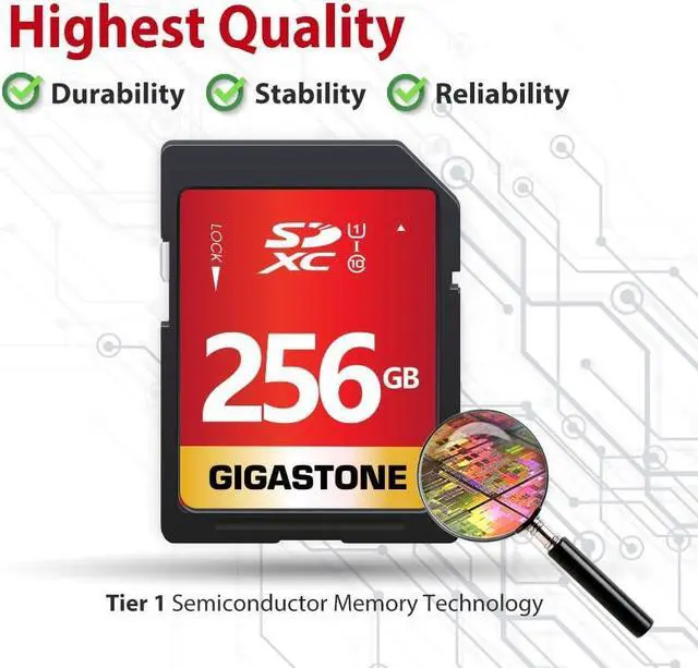 GIGASTONE 256GB SD Card UHS-I U1 Class 10 SDXC Memory Card High Speed Full HD Video Canon Nikon ...