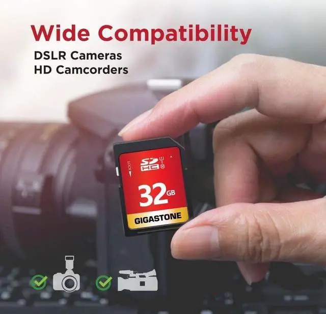 GIGASTONE 32GB 2-Pack SD Card UHS-I U1 Class 10 SDHC Memory Card High-Speed Full HD Video Canon ...