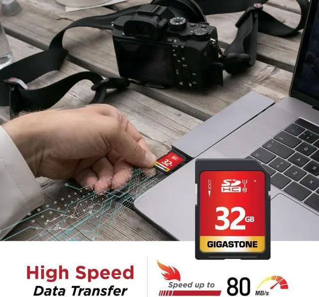 GIGASTONE 32GB 2-Pack SD Card UHS-I U1 Class 10 SDHC Memory Card High-Speed Full HD Video Canon ...