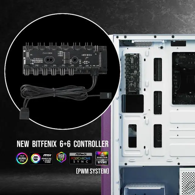 BitFenix NOVA MESH SE TG ARGB Edition Case, White Body/Purple Mesh, Tempered Glass Side Panel ...