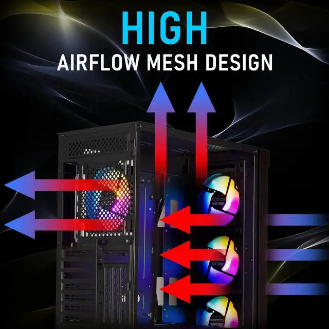 BitFenix Graph Mesh 4 ARGB Fans, High Airflow PC Gaming Case Black, GPU ...