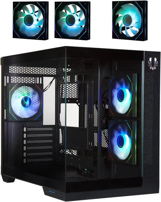 BitFenix Triton Dual Chamber PC Gaming Case Black-Panoramic Tempered ...