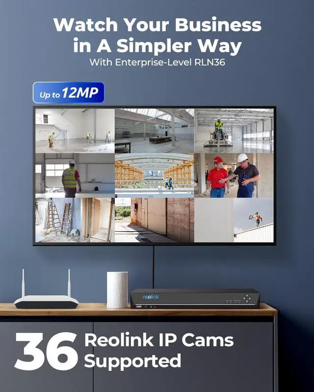 REOLINK 36 Channel 12MP PoE NVR, Capacity Up to 48TB Supports 6K 4K 5MP 4MP PoE/WiFi Cameras ...