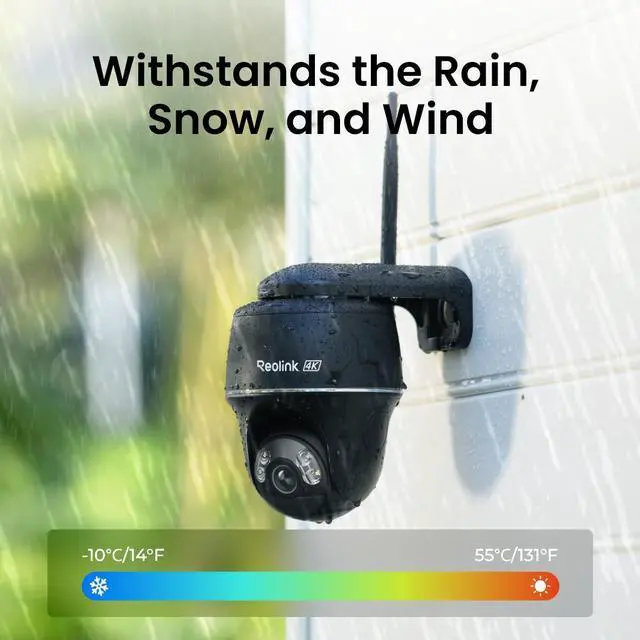 Reolink 4K 8MP Black Battery Camera with 6W Black Solar Panel Wireless Pan & Tilt Standalone ...