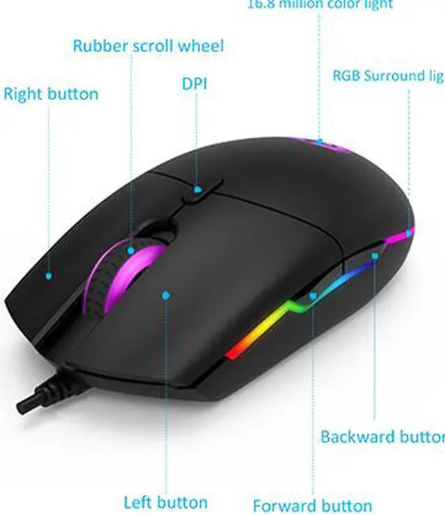 Delux M630 Wired Gaming RGB Mouse 5000 DPI 6600 FPS 6 programmable ...