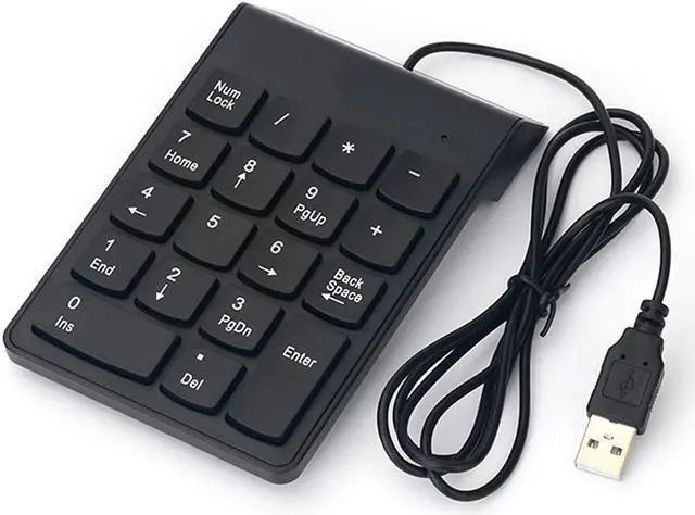 Wired USB Numeric Keypad Slim Mini Number Pad Digital Keyboard 18 Keys ...