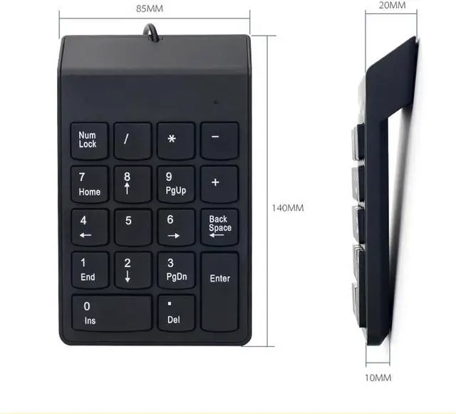 Wired USB Numeric Keypad Slim Mini Number Pad Digital Keyboard 18 Keys ...