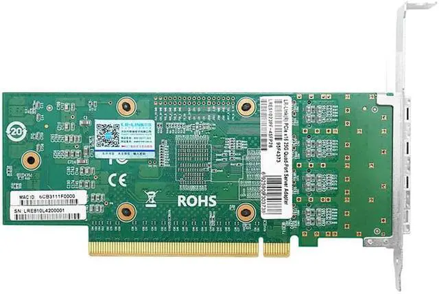 LR-LINK 1023PF-4SFP28 PCIe x16 Quad-port 25G SFP28 Ethernet Network Adapter (Intel E810 Chip ...