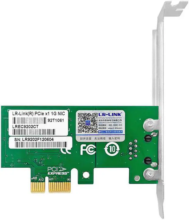 LR-LINK 9202CT PCI-Express x1 10/100/1000Mbps Network Card (Intel I211 ...