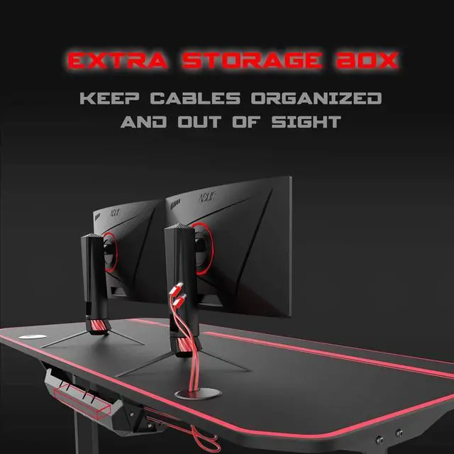 BOSSIN Ergonomic Gaming Desk 55 Inch, T Shaped Office PC Computer Desk ...