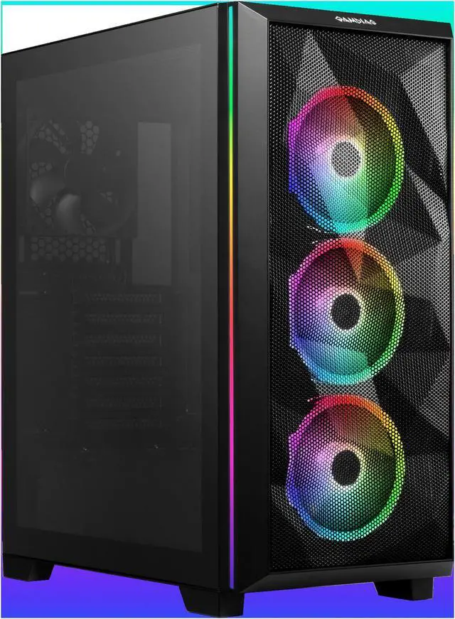 Gamdias ATHENA M2 Gaming PC case high airflow mesh, tempered glass side ...