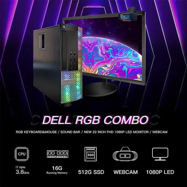 Refurbished: Dell OptiPlex RGB Desktop Computer PC, Intel Core i7 up to ...