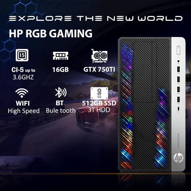 Refurbished: HP RGB Gaming Desktop Computer, Intel Quad Core I5-6500 up ...