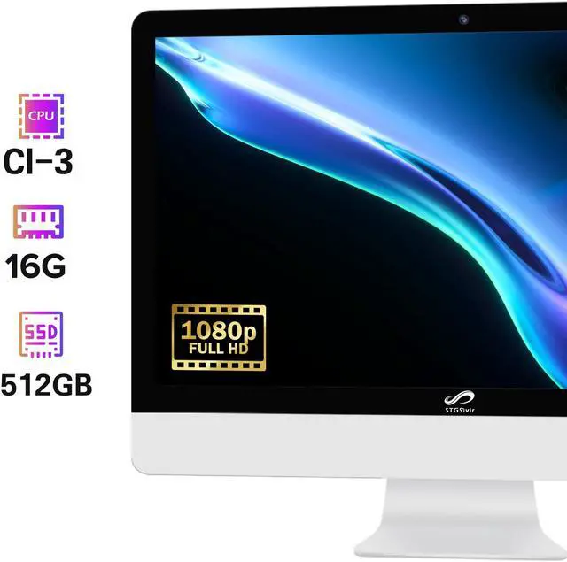 STGSivir All-in-One Desktop Computer, 22-inch FHD Display, Intel Quad ...