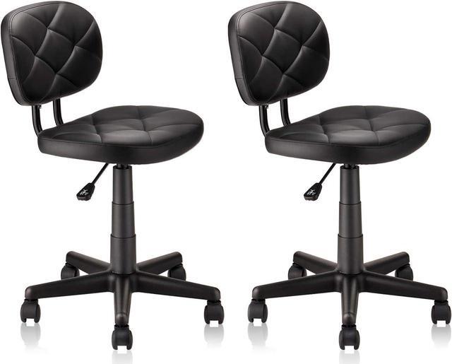 KLASIKA Round Rolling Stool with Adjustable Height and Pu Leather Backrest Swivel Stool Chair for Salon Tattoo Work Office Massage Black 2 Quantiy
