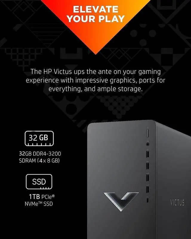 HP Victus 15L Gaming Tower Desktop PC, AMD 6-Core Ryzen 5600G Processor ...
