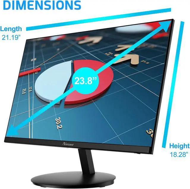 Norcent 24 Inch Home Business Monitor Full HD 1080P IPS LED Display ...