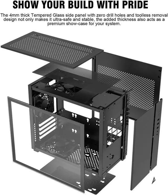 MONTECH SKY ONE MINI/ High Airflow / Fine Mesh / Tempered Glass ITX ...