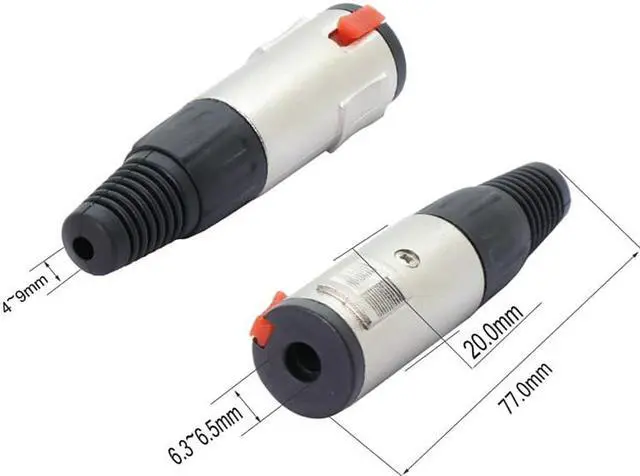 10pcs/lot 6.35mm Stereo Jack 1/4 inch TRS Female connector Microphonne ...